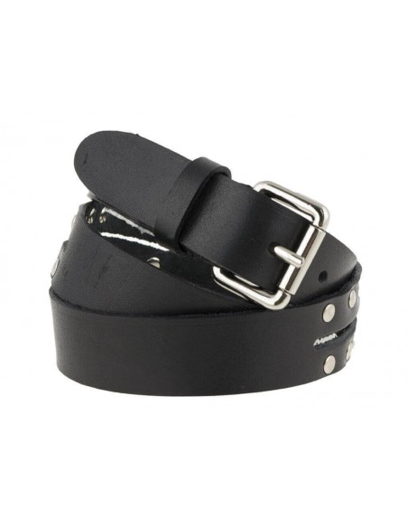 Cintura cuoio nero con borchie e fibbia colore argento, 3cm Cintura cuoio nero con borchie e fibbia colore argento, 3cm